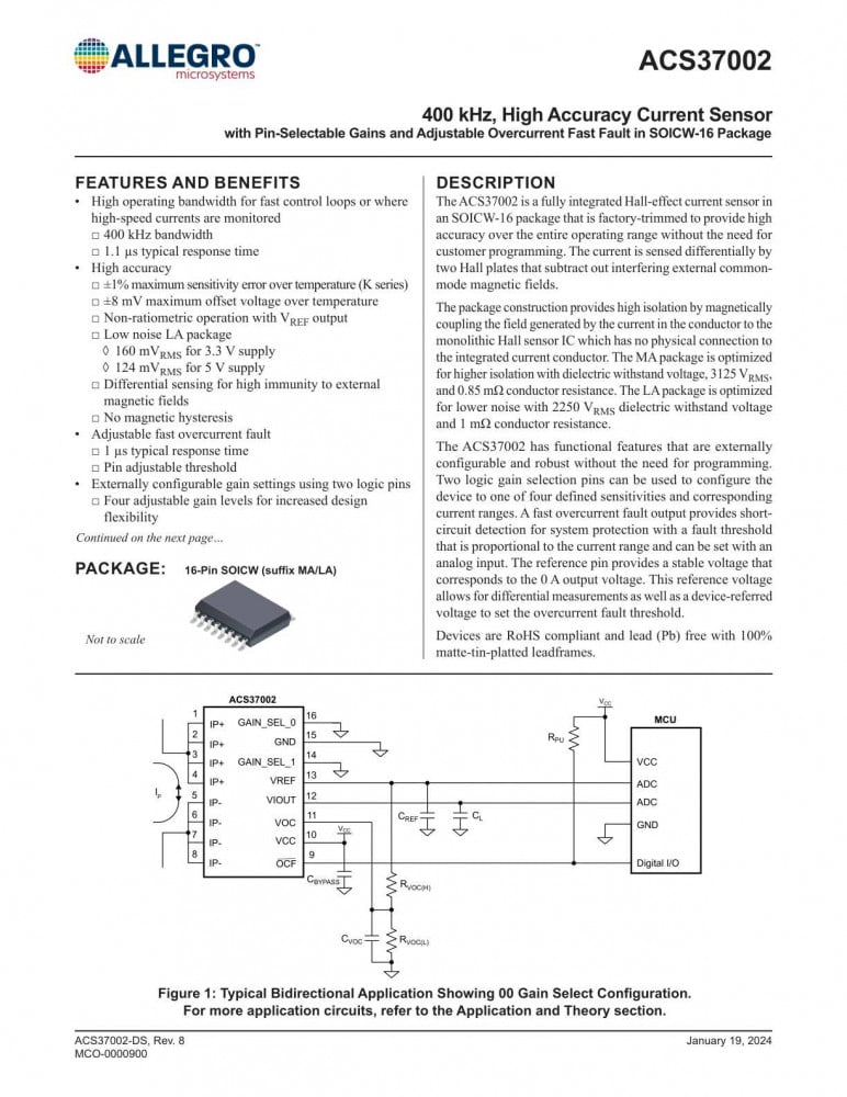 ACS37002 datasheet page 1