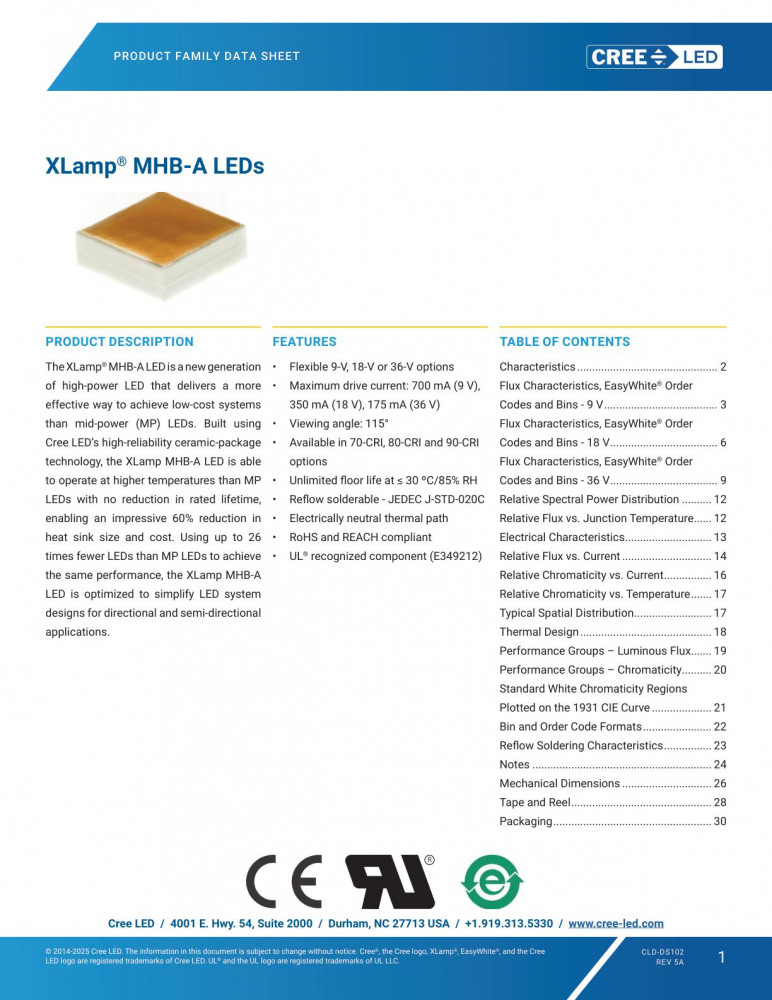 XLamp MHB-A document page 1