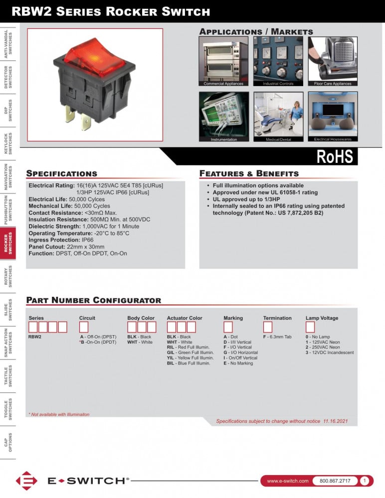RBW2 series datasheet page 1