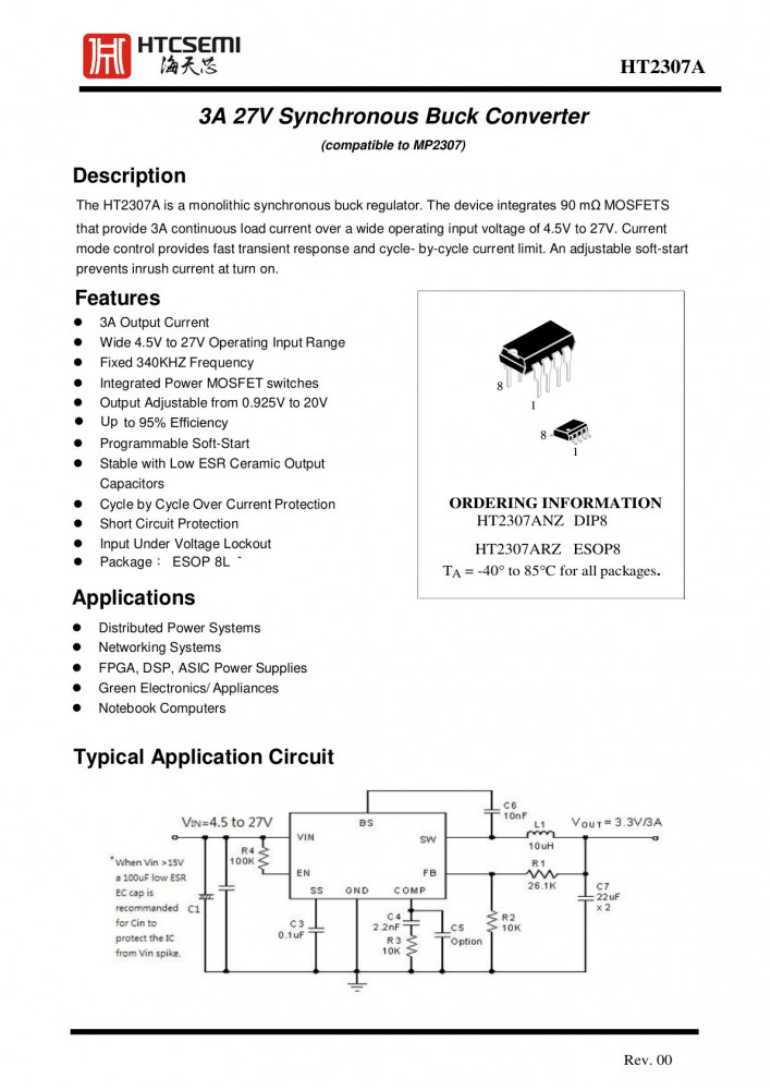 HT2307ARZ datasheet page 1