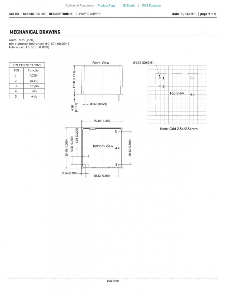CUI PSK-3D datasheet page 4