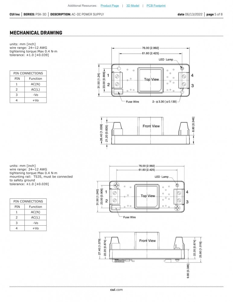 CUI PSK-3D datasheet page 5