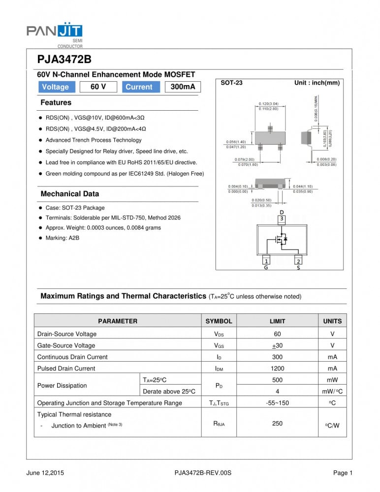 PJA3472B datasheet page 1