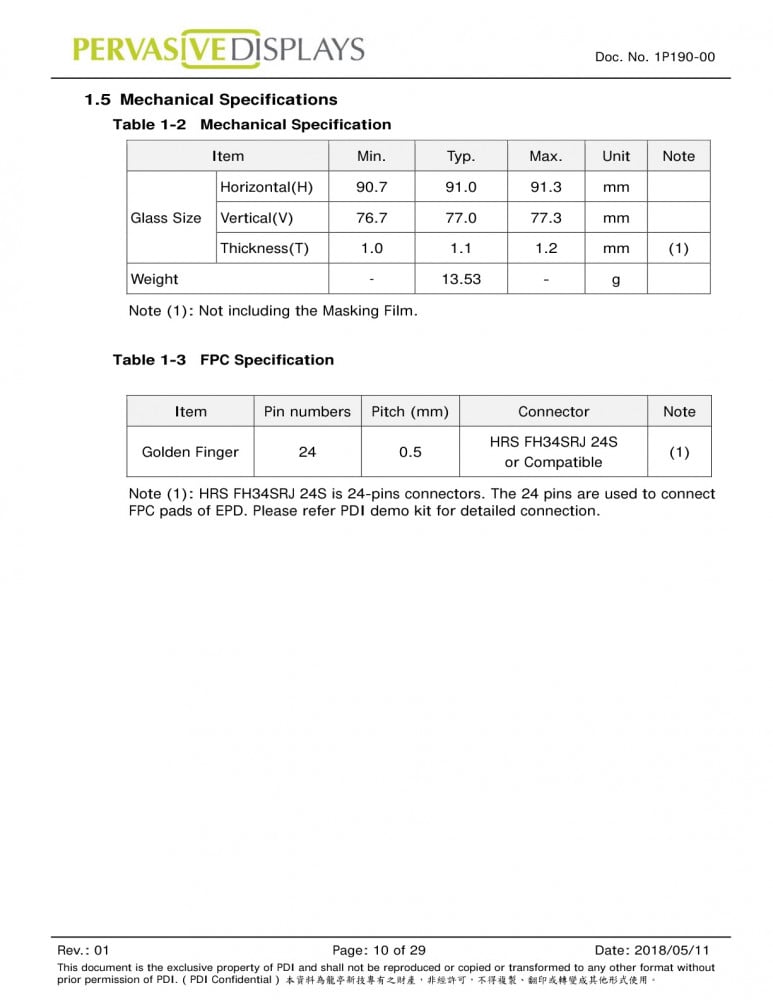E2417FS052 specification page 10
