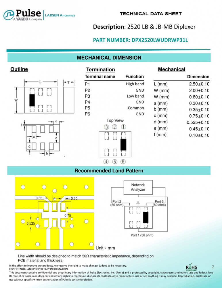 DPX2520LWUDRWP31L datasheet page 2