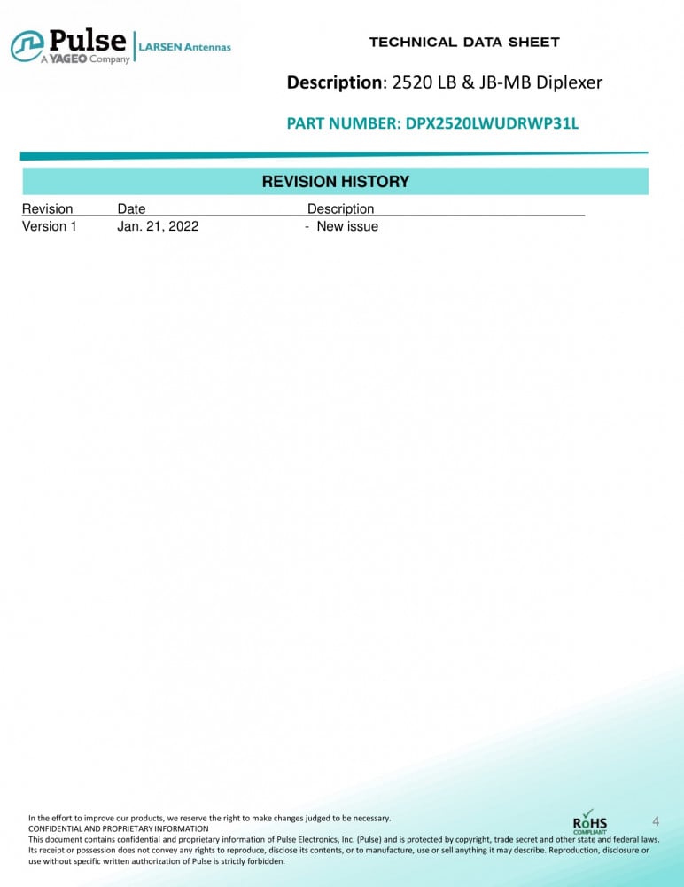 DPX2520LWUDRWP31L datasheet page 4