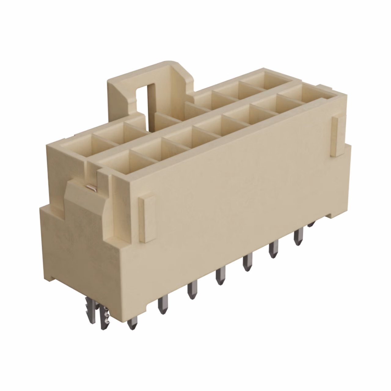 Ultra-Fit Vertical Header, 3.50mm Pitch, Dual Row, 14 Circuits, with Solder Clips, 0.38µm Gold (Au) Plating, Black, Glow-Wire Capable, Embossed Tape on Reel