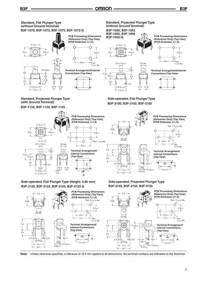 OMRON B3F series datasheet page 5