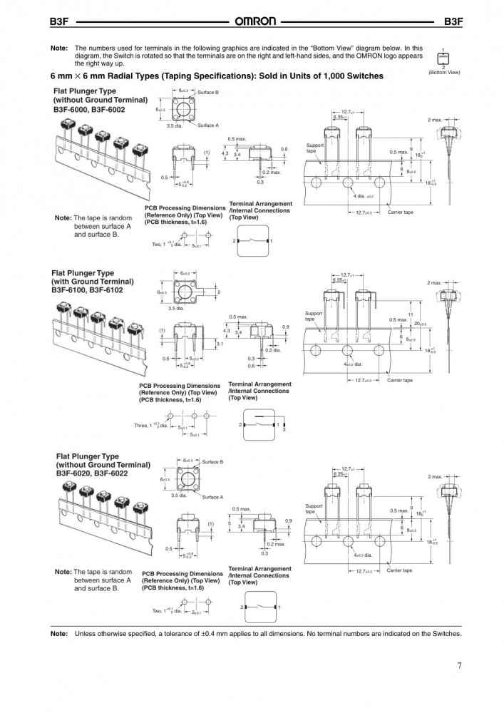 OMRON B3F series datasheet page 7