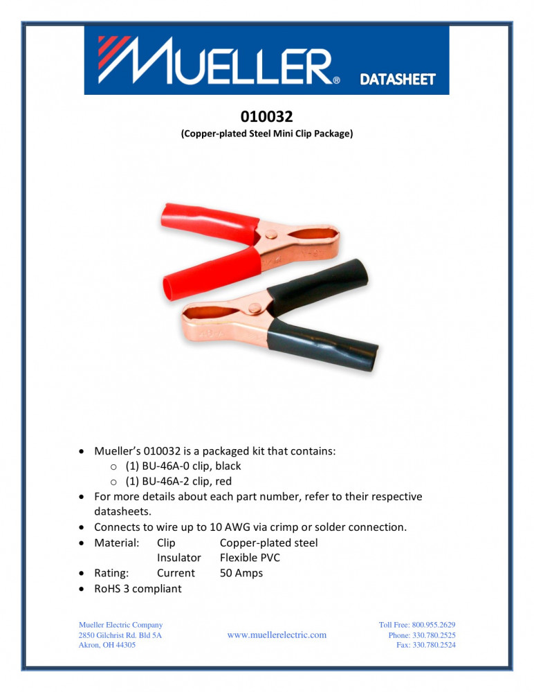 Product documentation image for the copper-plated steel mini clip package