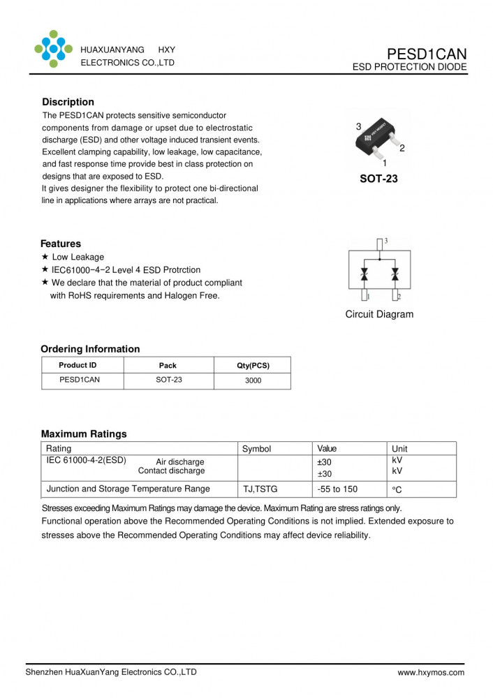 PESD1CAN technical document page 1