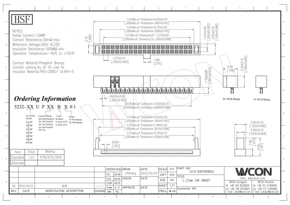 Wcon 5232-20UPS0BW01 technical drawing