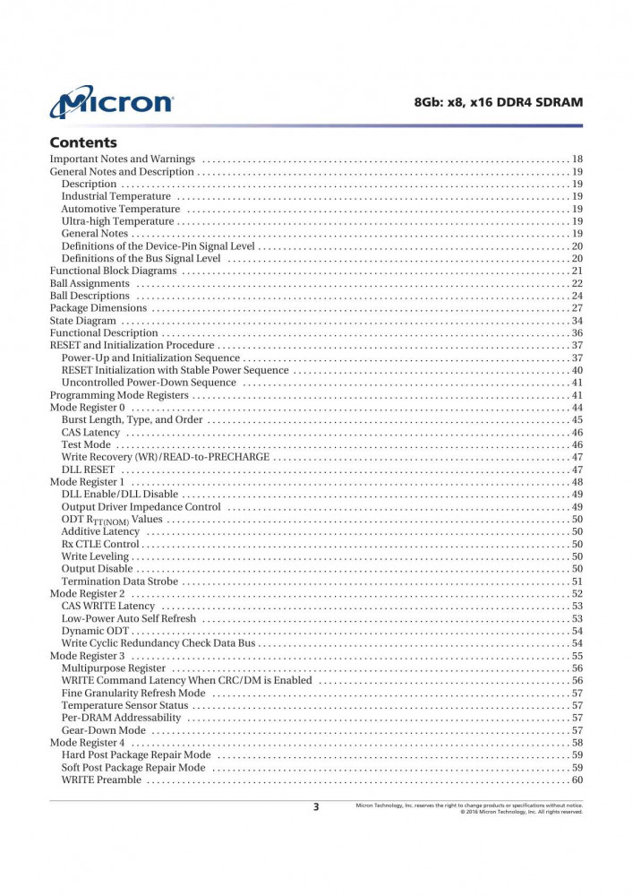 DDR4 SDRAM technical document page 3