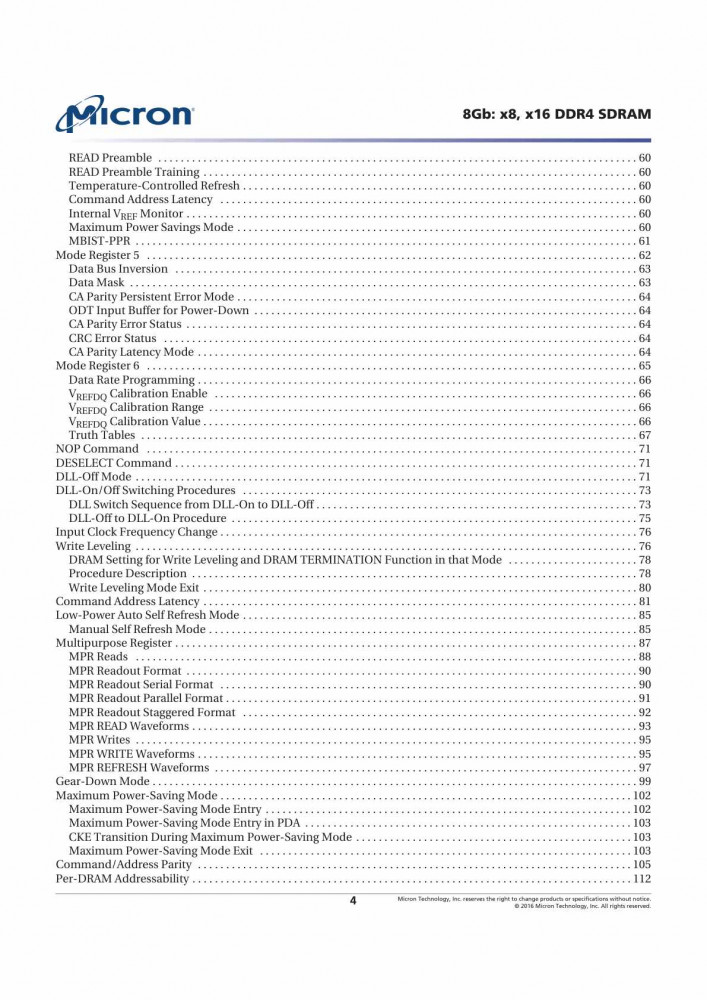 DDR4 SDRAM technical document page 4