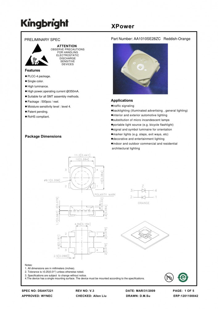AA1010SE28ZC datasheet page 1