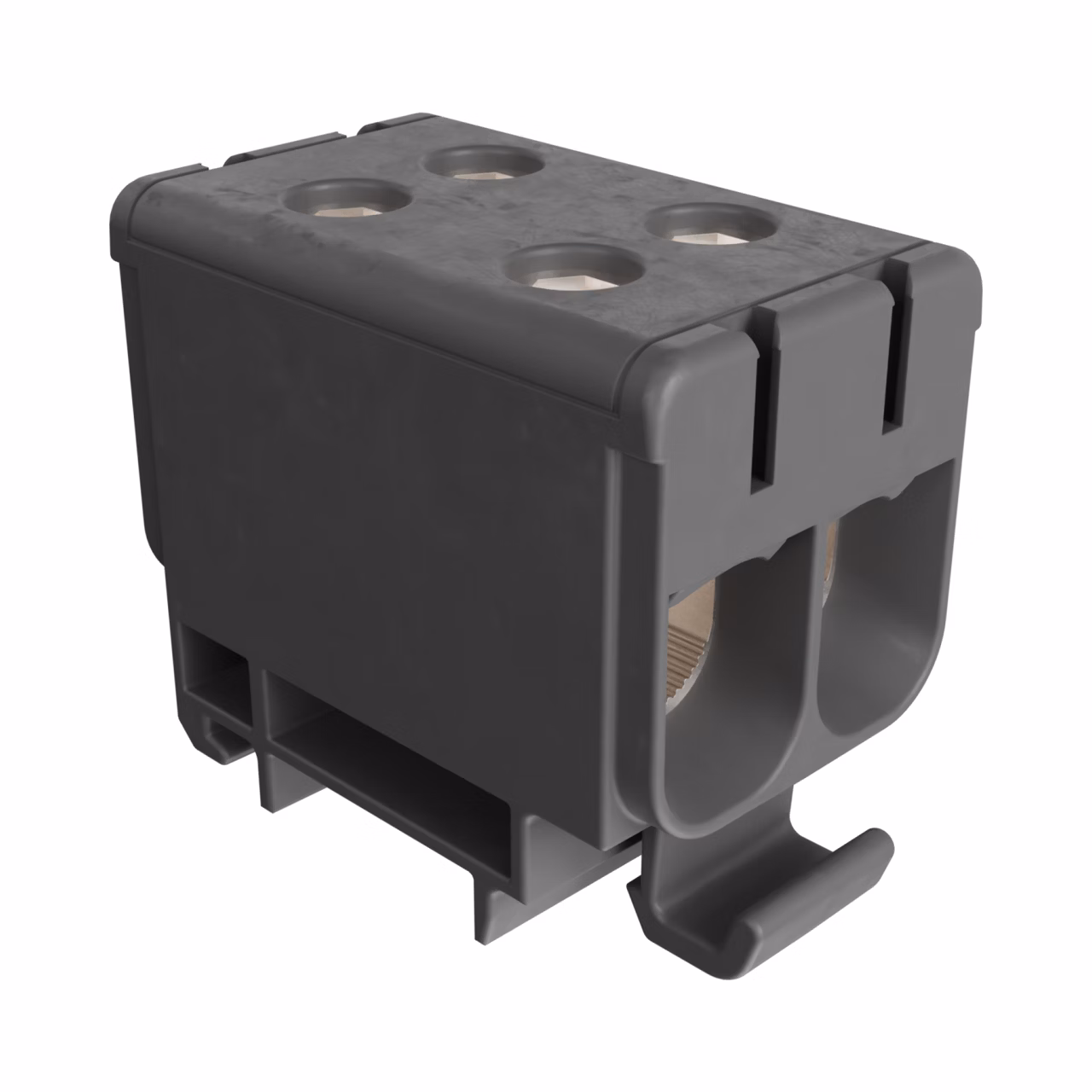 High Current Universal Clamp Tapping Terminal Block, 35.00mm DIN-rail Mount, 150.0A / 600V, Grey Housing and Cover, 1 Circuit, 4 Terminations for sale