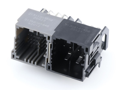stAK50h 2 Bay Right-Angle Hybrid Header, 44 Circuits, Bay 1: 32 Circuits/Key 3/Dark Gray; Bay 2: 12 Circuits/Key 1/Black; Tube for sale