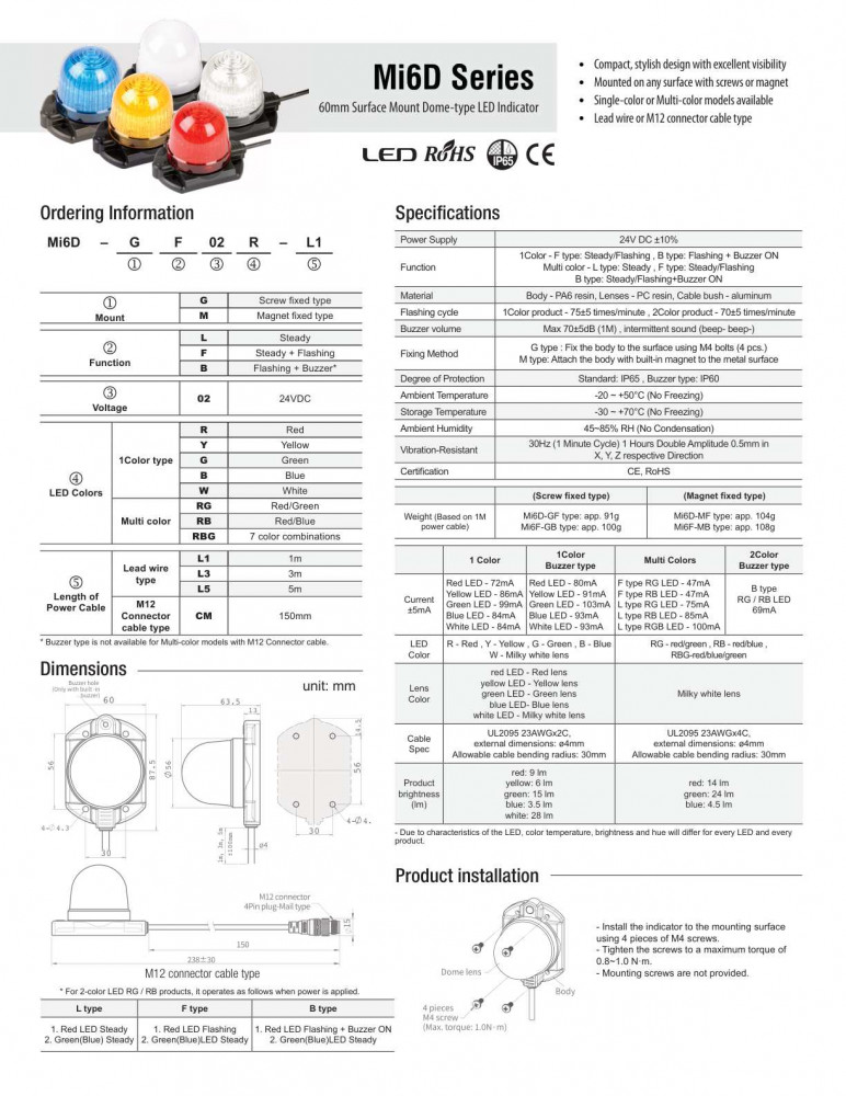Mi6D Series technical document page 1