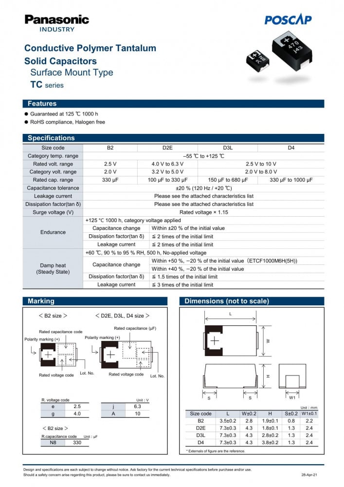 PANASONIC TC series document page 1