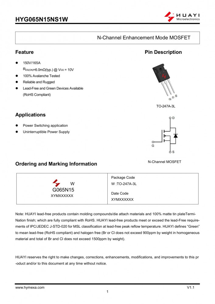HYG065N15NS1W datasheet page 1