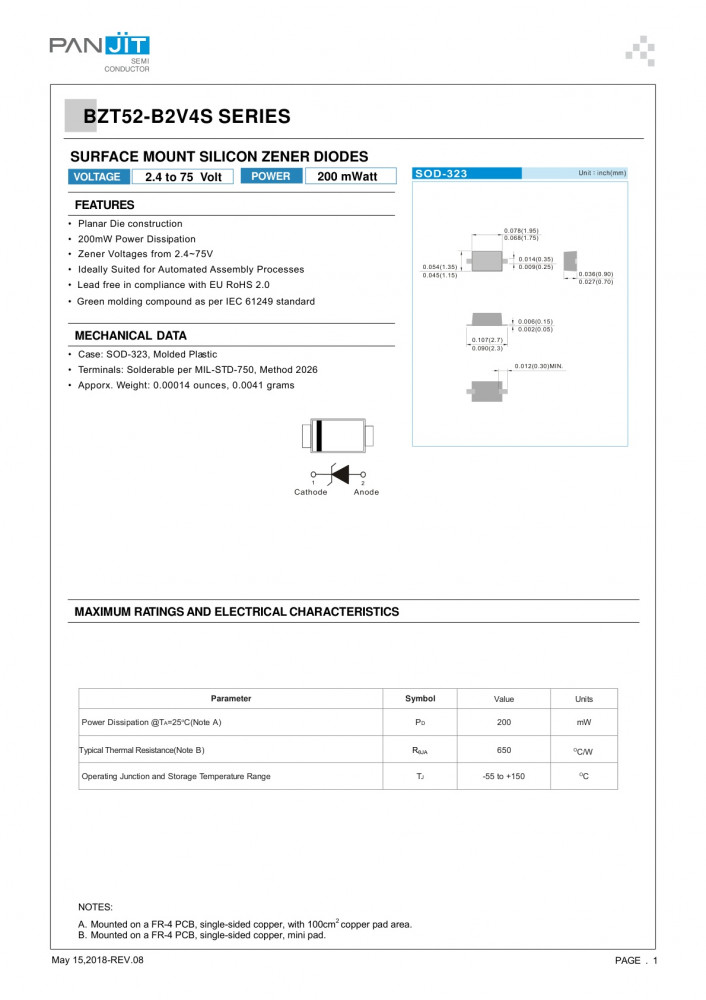 PANJIT BZT52-B2V4S datasheet page 1