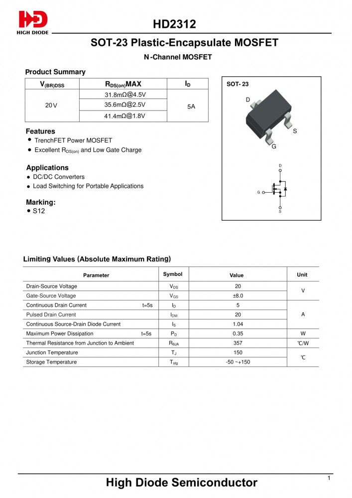 HD2312 datasheet page 1