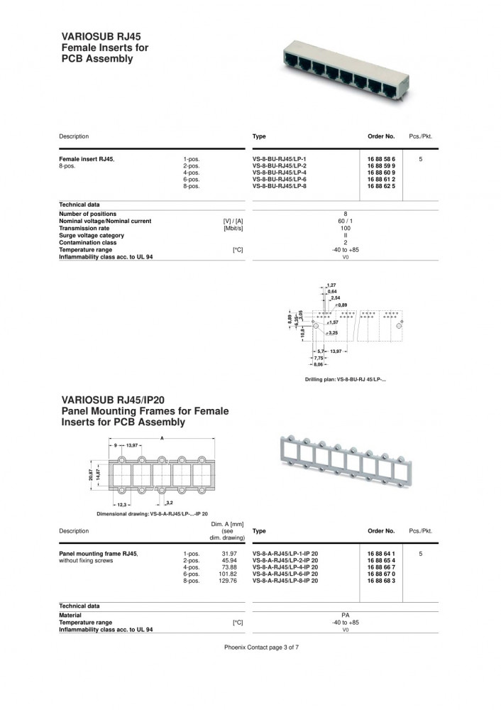 Phoenix Contact VARIOSUB RJ45/IP20 technical document page 3