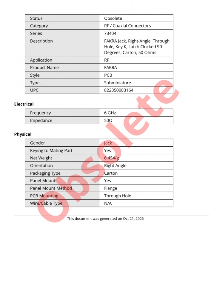 Technical document image 2 for MOLEX 734041809