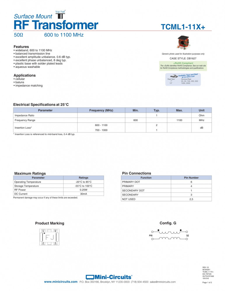 TCML1-11X+ technical document page 1