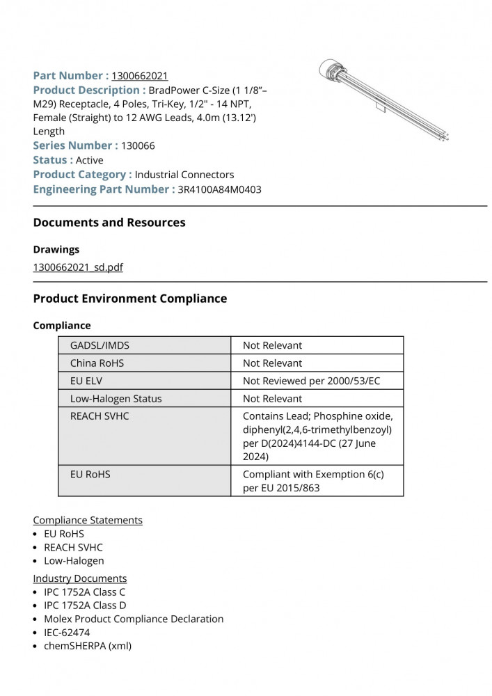 Connector drawing, page 1