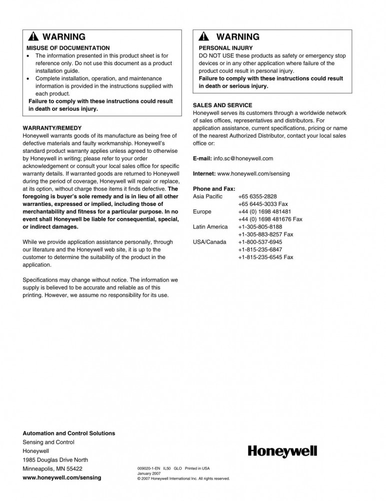 HIH-4020-001 datasheet page 8