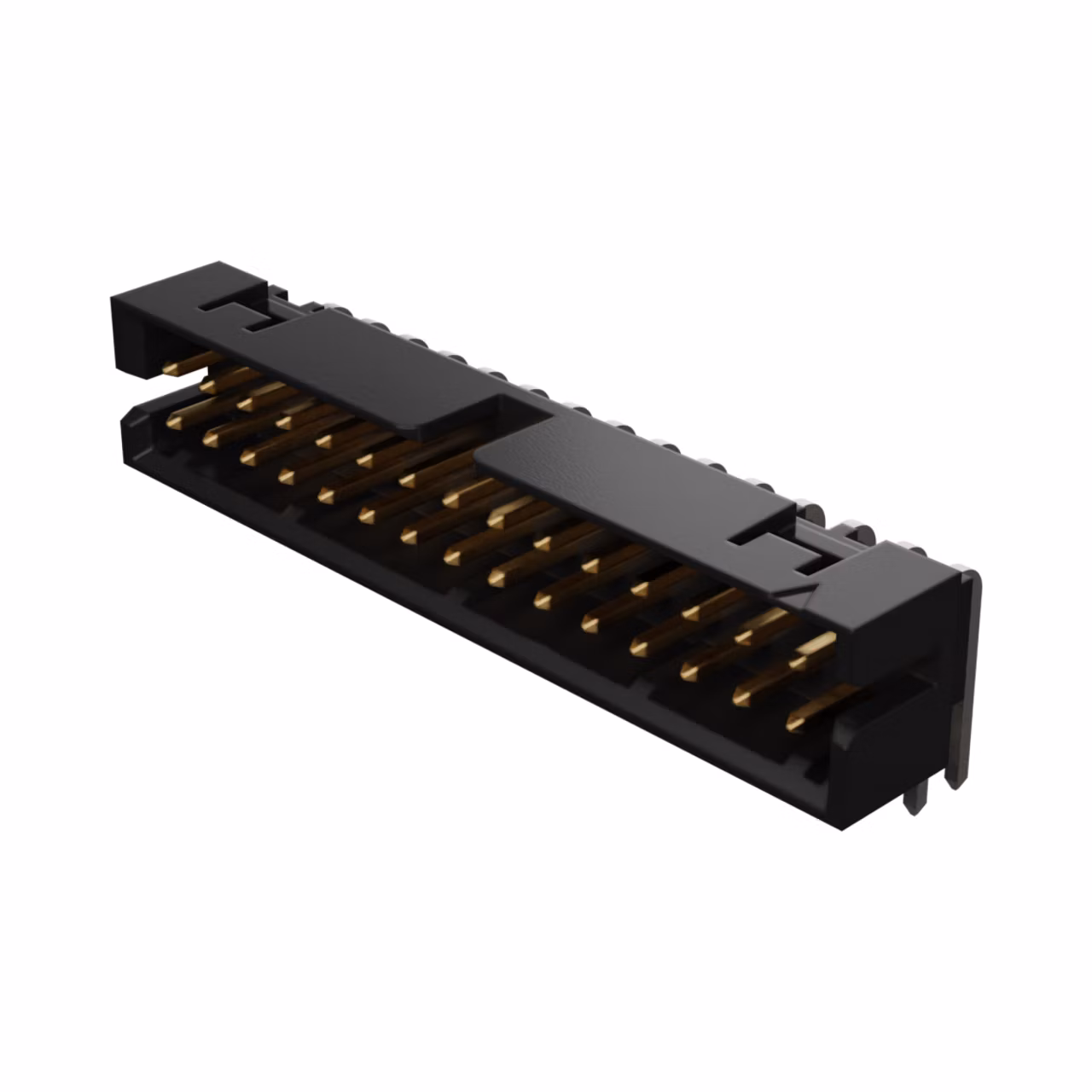 2.00mm Pitch, Milli-Grid PCB Header, Dual Row, Right-Angle, Through Hole, 30 Circuits, 0.76µm Gold (Au) Plating, 3.50mm Tail Length, Dual Side Slots, Dual Friction Locks, Center Polarization, Tube for sale