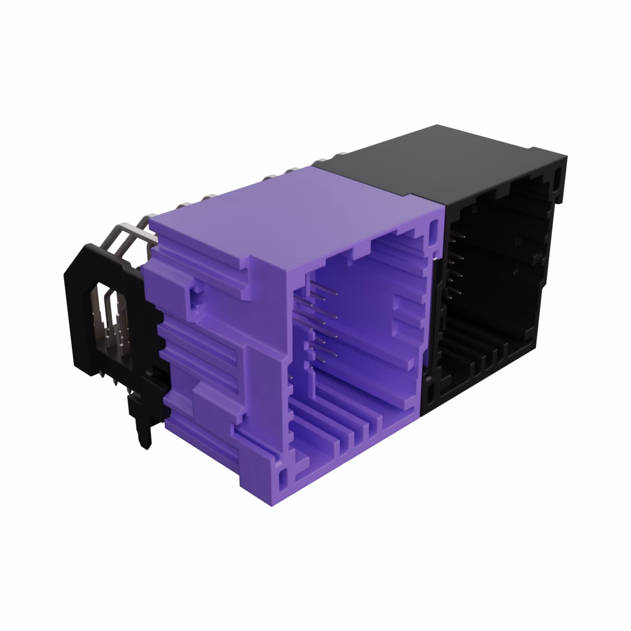 stAK50h 2 Bay Right-Angle Hybrid Header, 64 Circuits, Bay 1: 32 Circuits/Key 4/Purple; Bay 2: 32 Circuits/Key 1/Black; Tray for sale