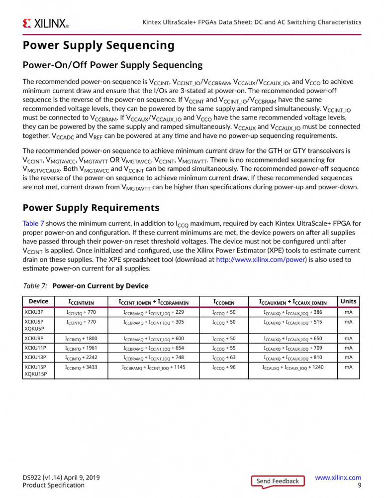XCKU11P DS922 technical document page 9