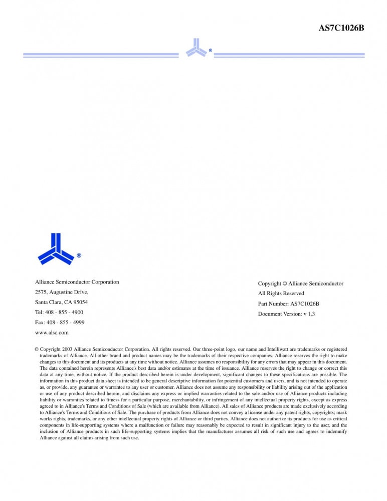 AS7C1026B datasheet page 10