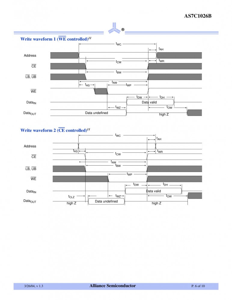 AS7C1026B datasheet page 6