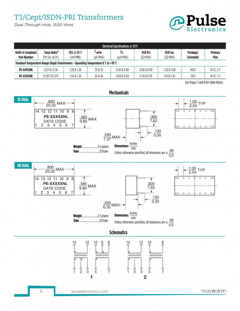 PULSE telecom transformer datasheet page 5