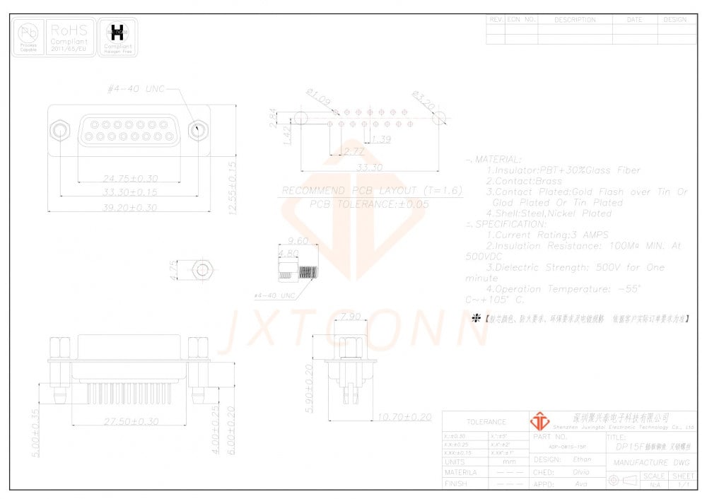 ADP-0W1S-15P manufacture drawing