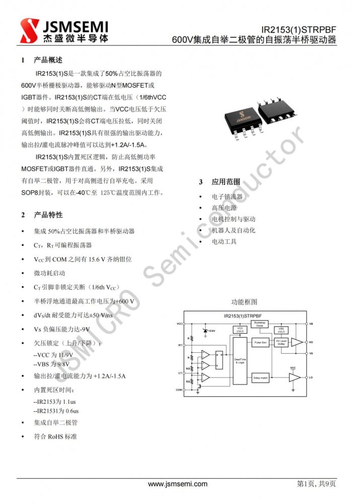 IR2153STRPBF-JSM datasheet page 1