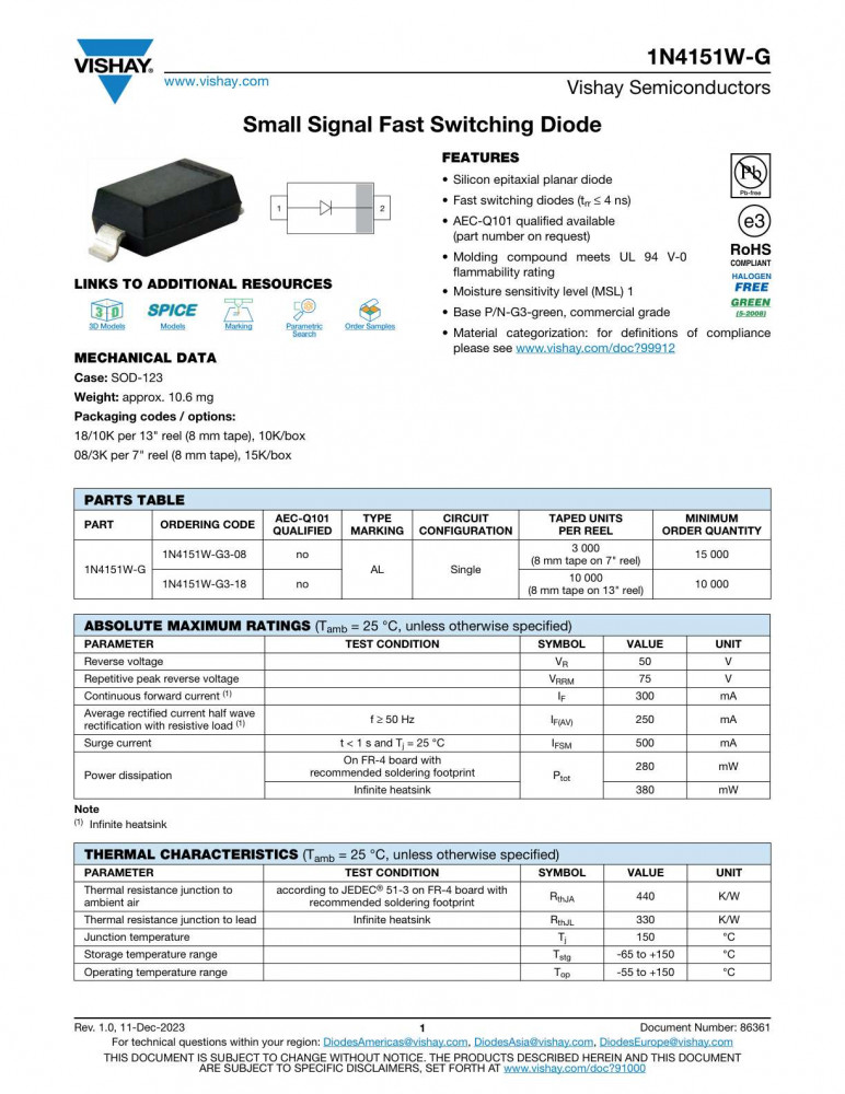 1N4151W-G3- product document page 1