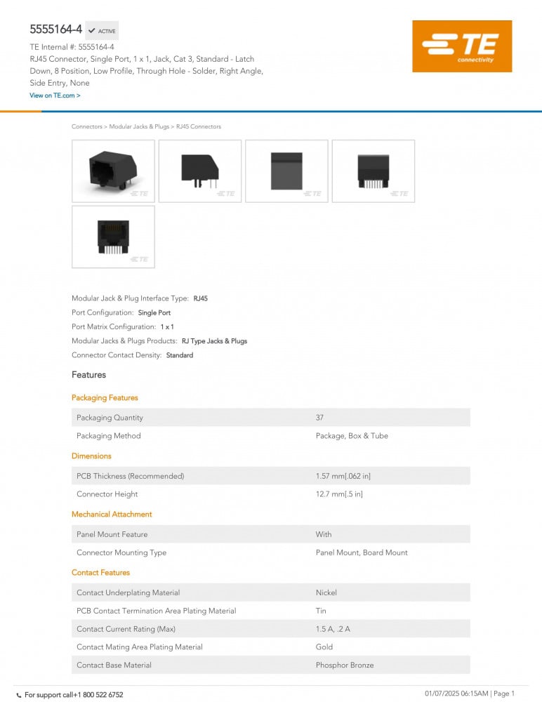 TE Connectivity 5555164-4 document page 1