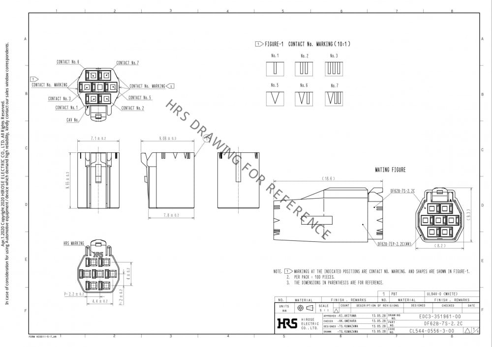 HRS DF62B-7S-2.2C technical drawing