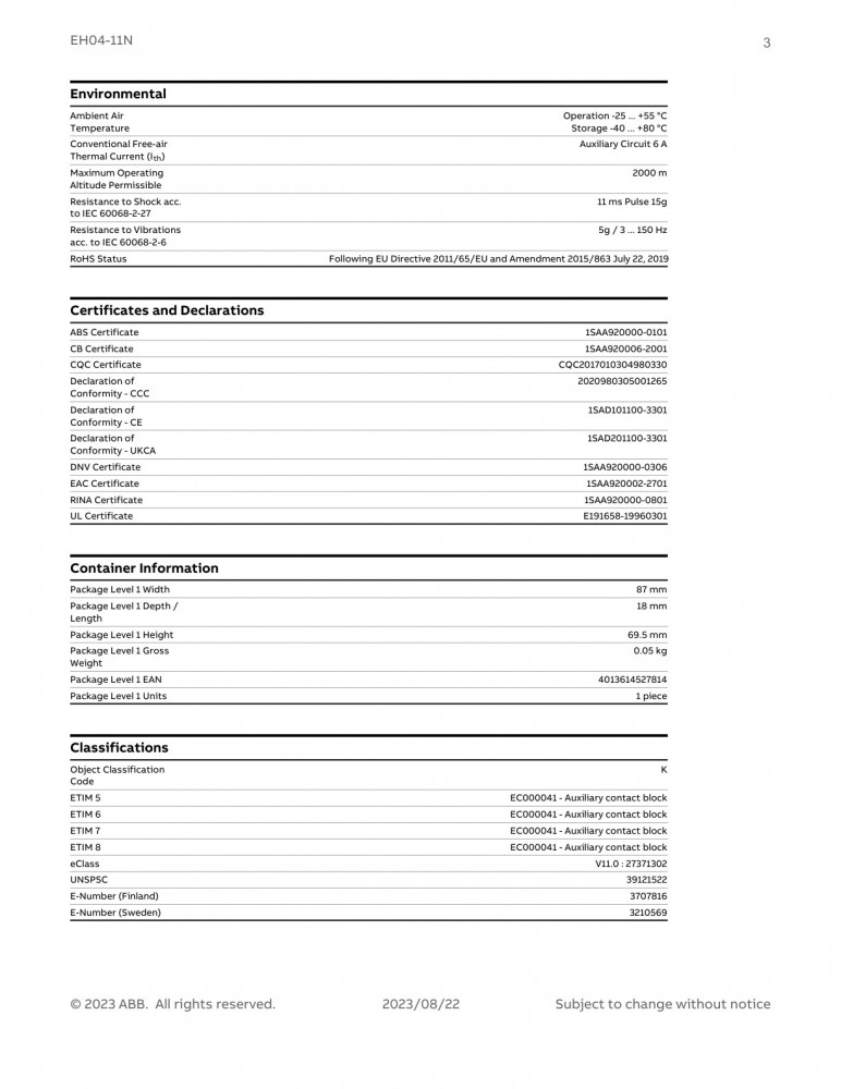 ABB EH04-11N technical document page 3