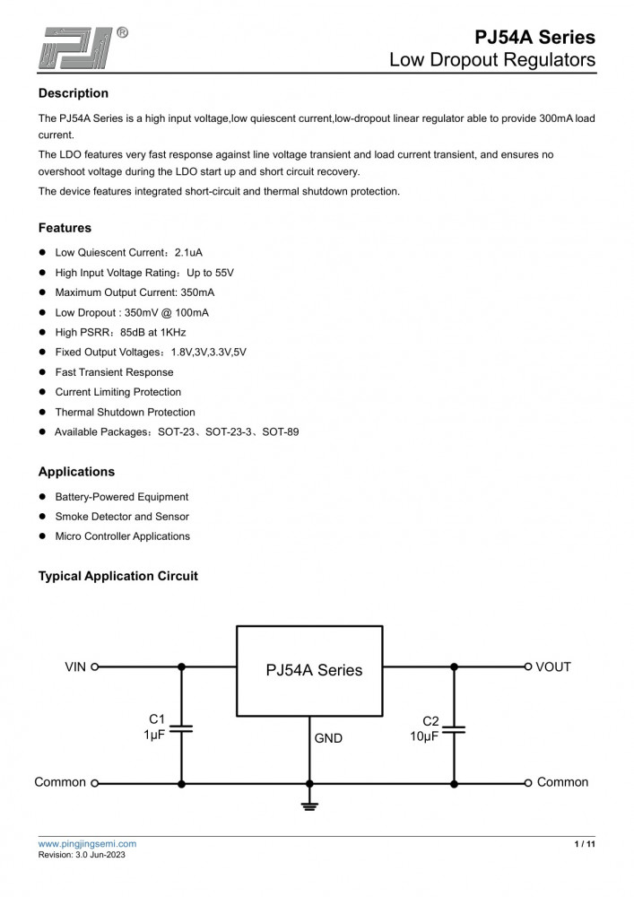 PJ54AM50SQ datasheet page 1