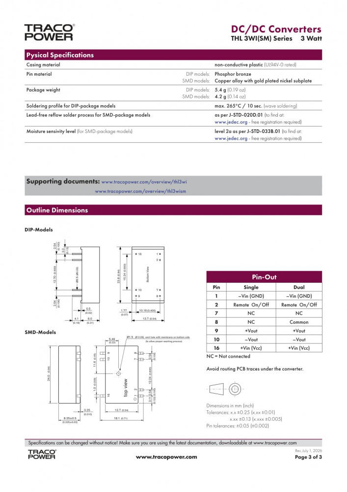 THL 3-2423WISM technical document, page 3