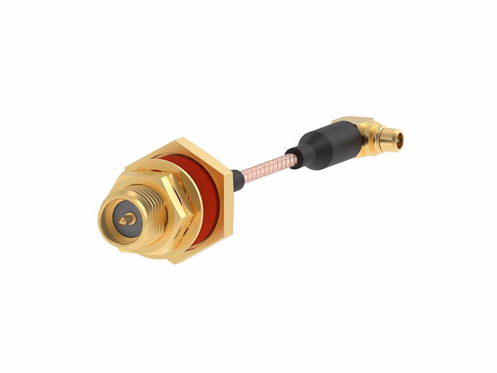 MCX Right-Angle Plug to MCX Right-Angle Plug on RD-316 Cable, 495.30mm Length, 50 Ohms