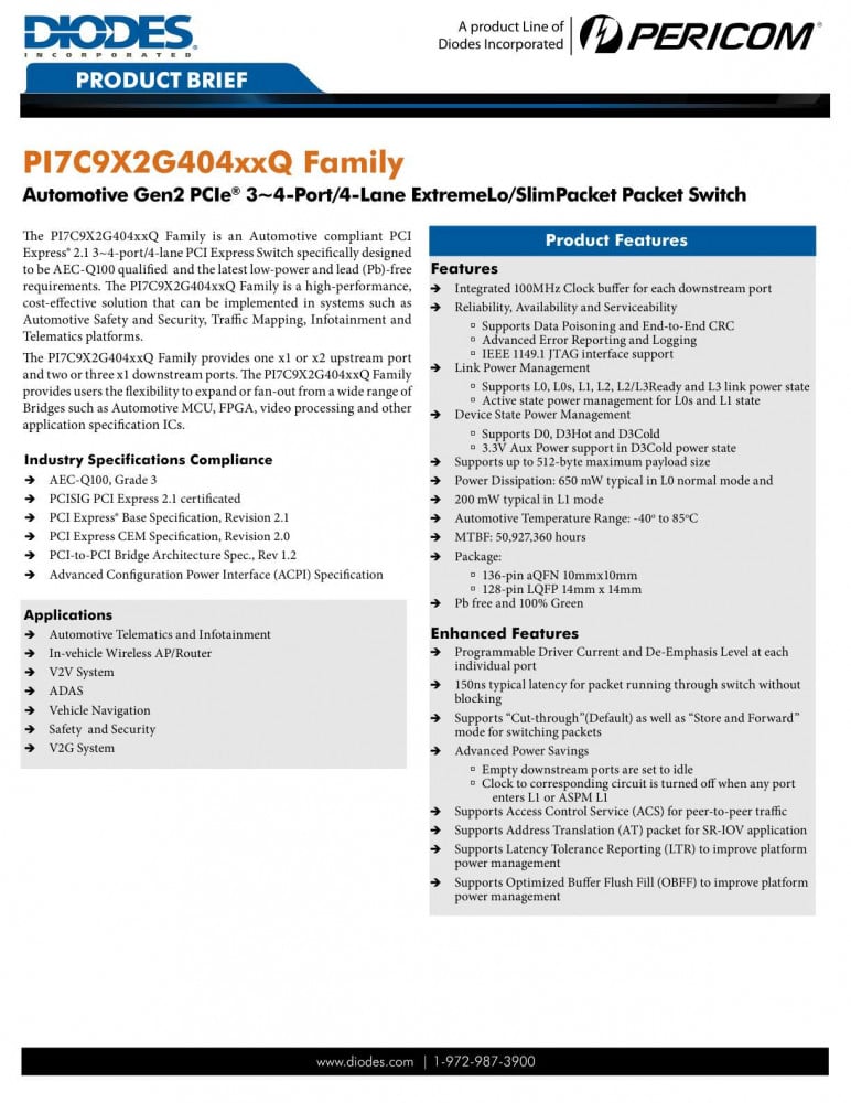 PI7C9X2G404SLBQFDE technical document page 1