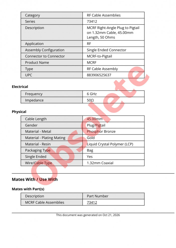 Technical document image 2 for MOLEX 734129556