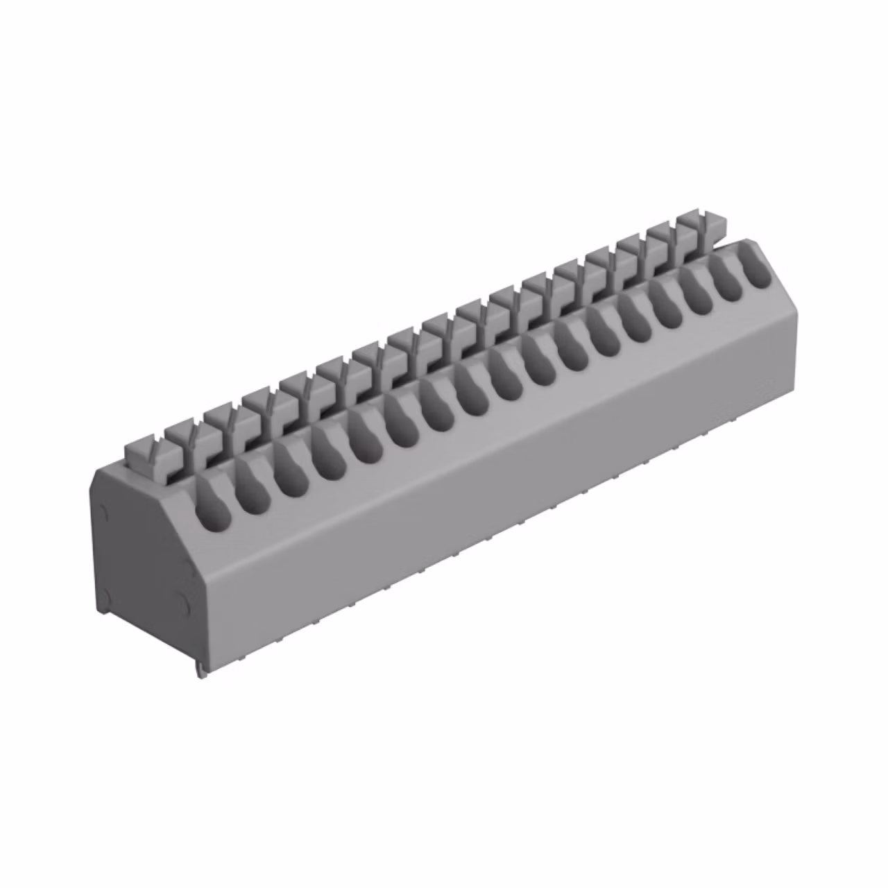 3.50mm Pitch, Eurostyle Fixed-Mount Push-Button Terminal Block, 45° Modular, 5A, 20-16 AWG, Light Gray, 17 Circuits for sale