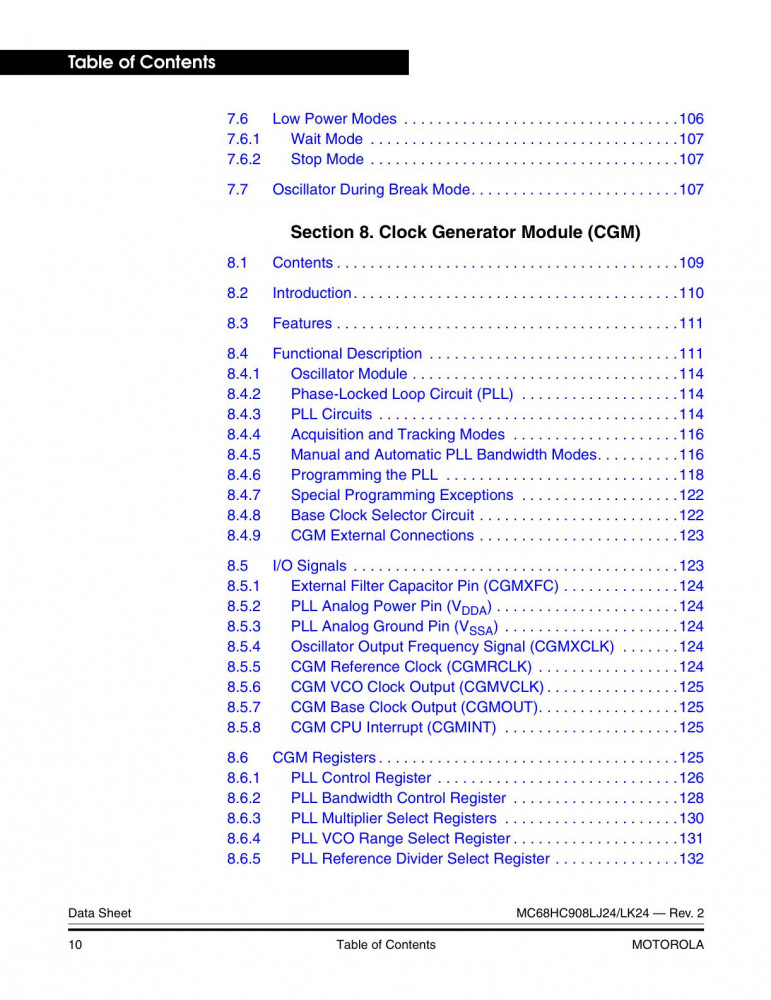 MC68HC908LJ24CPB datasheet preview 10